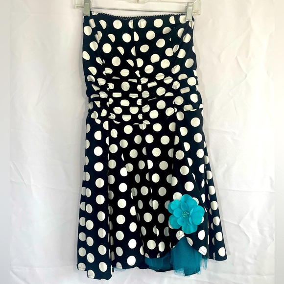 Ruby Rox | Dresses | Ruby Rox Black Polka Dot Strapless Flare Dress ...